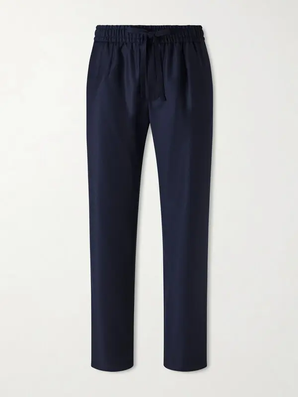 Dolce & Gabbana Straight-leg Virgin Wool Drawstring Trousers - Blue
