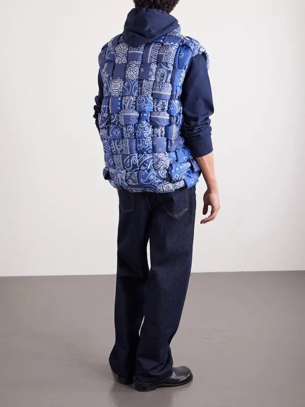 Kapital Quilted Patchwork Bandana-print Shell Gilet - Blue