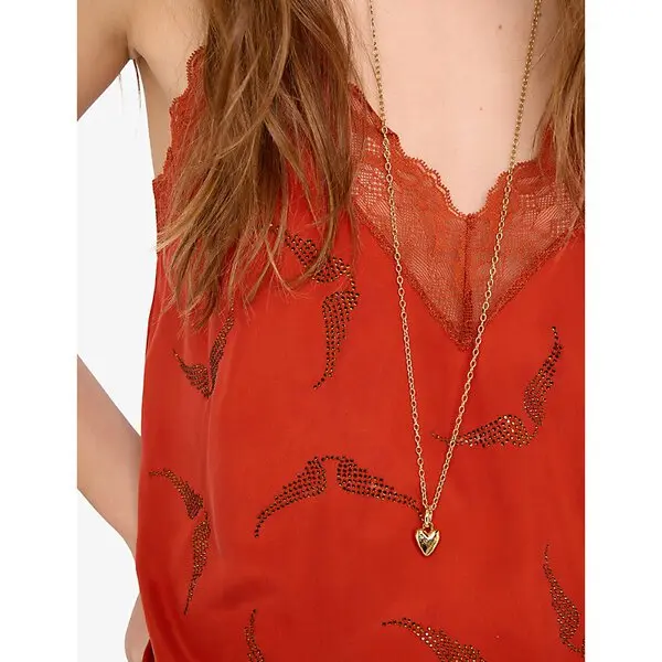 Zadig&Voltaire Rhinestones-embellished Silk Camisole - Spice