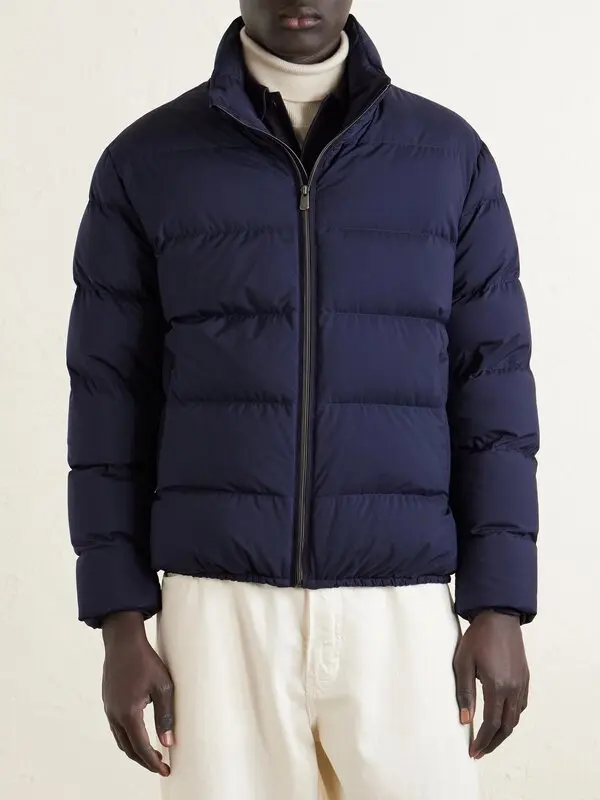 Ralph Lauren Purple Label Quilted Shell Down Bomber Jacket - Blue
