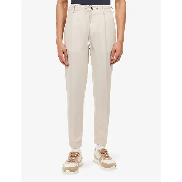 Eleventy Slim-leg Linen-blend Jogger Trousers - Sand