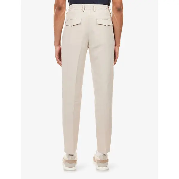 Eleventy Slim-leg Linen-blend Jogger Trousers - Sand