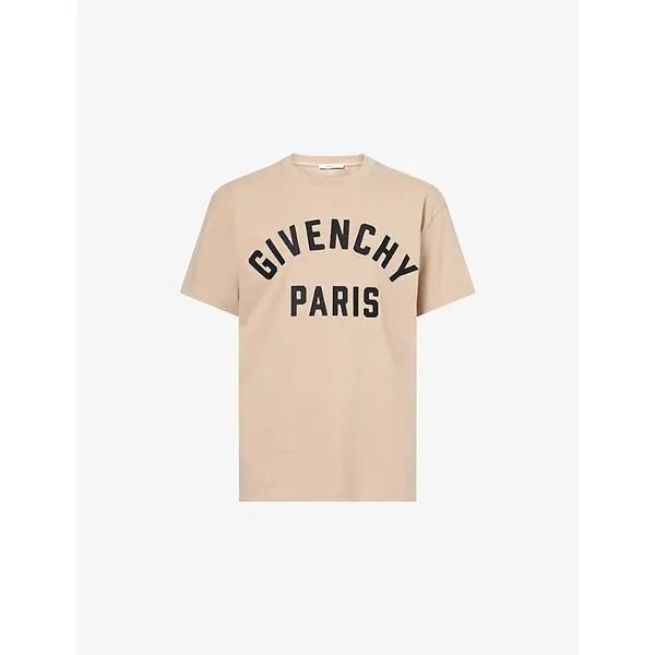 Givenchy Paris Crewneck Cotton-jersey T-shirt - Beige / Black
