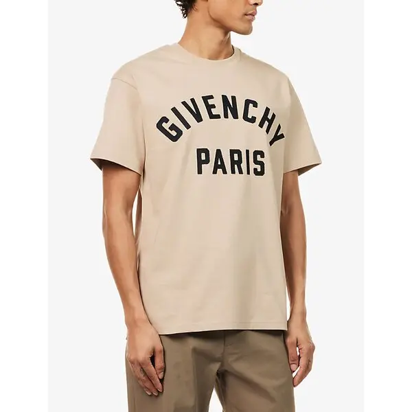 Givenchy Paris Crewneck Cotton-jersey T-shirt - Beige / Black