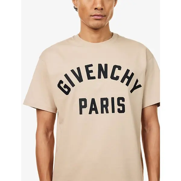 Givenchy Paris Crewneck Cotton-jersey T-shirt - Beige / Black