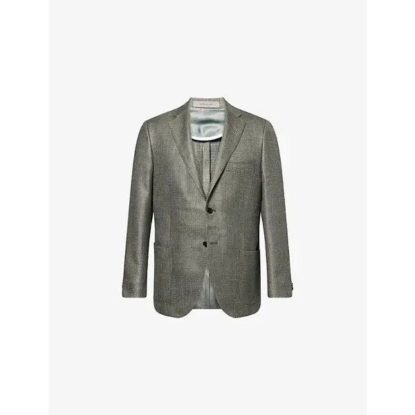 Corneliani Single-breasted Wool, Linen And Silk-blend Blazer