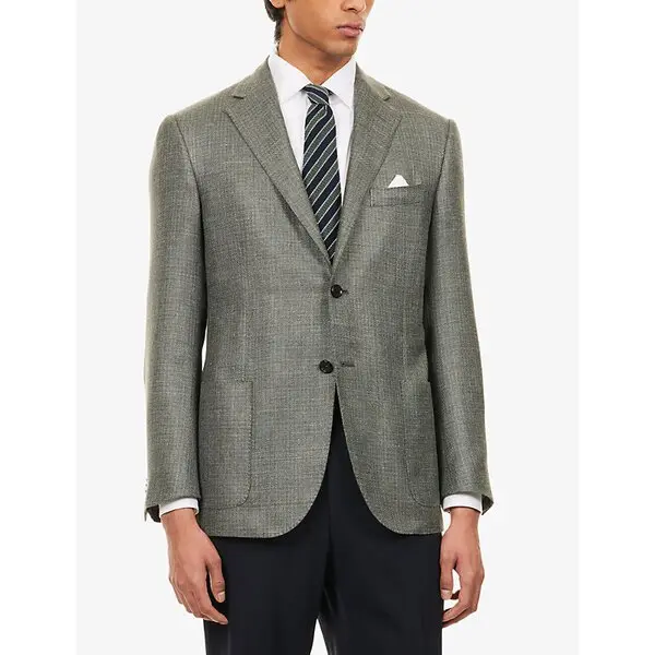 Corneliani Single-breasted Wool, Linen And Silk-blend Blazer