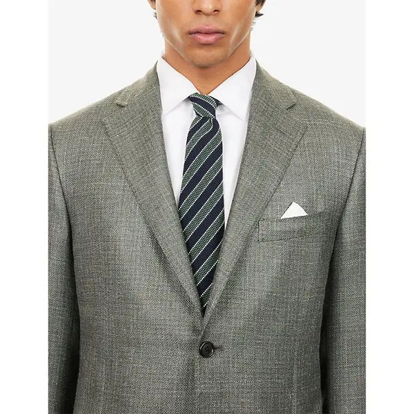 Corneliani Single-breasted Wool, Linen And Silk-blend Blazer
