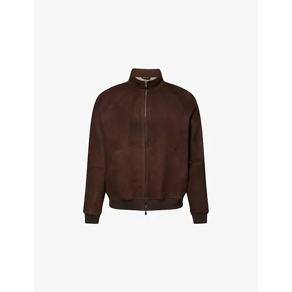 Corneliani Funnel-neck Zip-up Suede Jacket