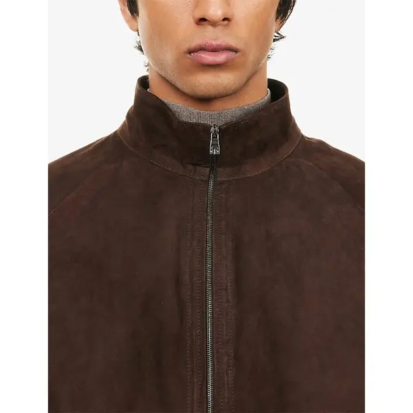 Corneliani Funnel-neck Zip-up Suede Jacket