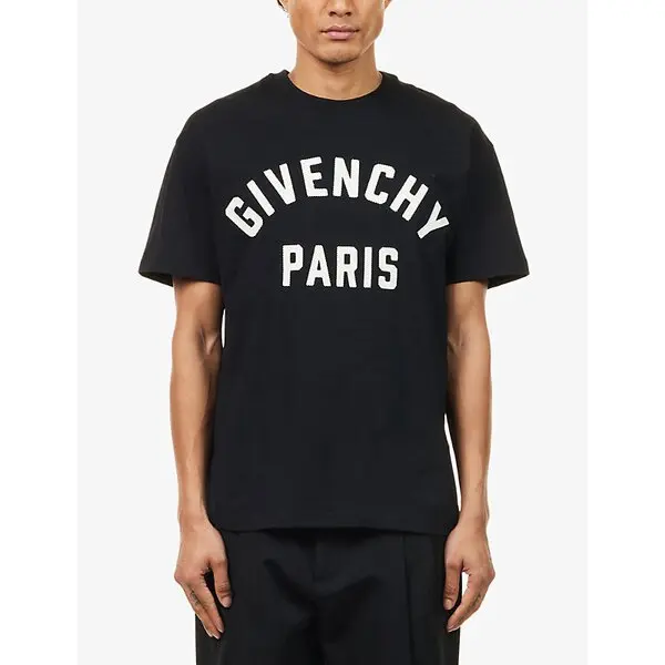 Givenchy Paris Crewneck Cotton-jersey T-shirt - Black / White