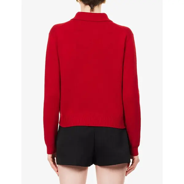 Givenchy Logo-embroidered Wool And Cashmere-blend Polo Jumper - Deep Red