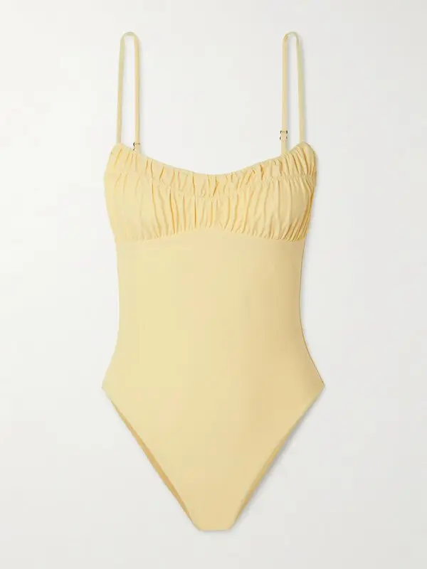 Faithfull The Brand Rocio Ruched Recycled Swimsuit - Yellow