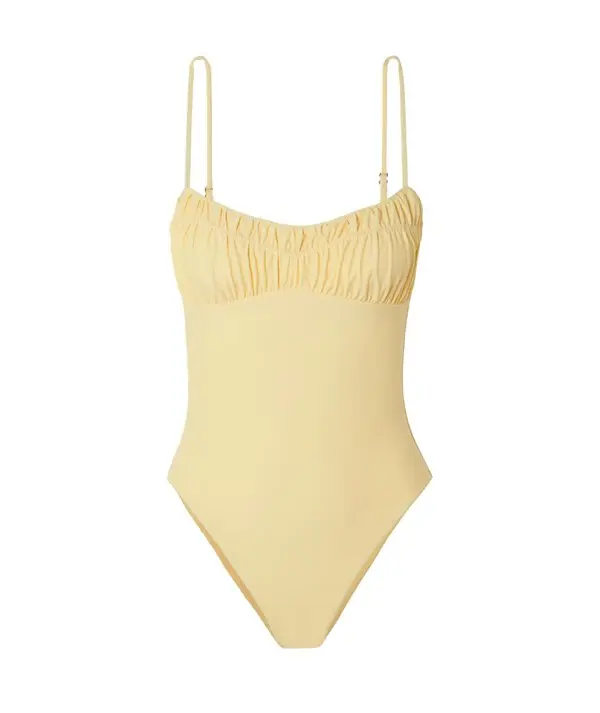 Faithfull The Brand Rocio Ruched Recycled Swimsuit - Yellow