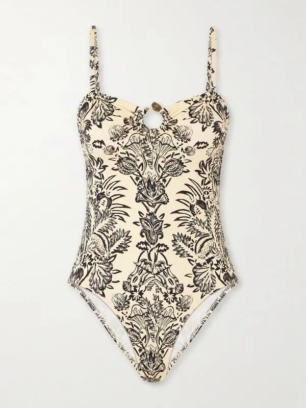 Ulla Johnson Hydra Embellished Printed Swimsuit - Ivory