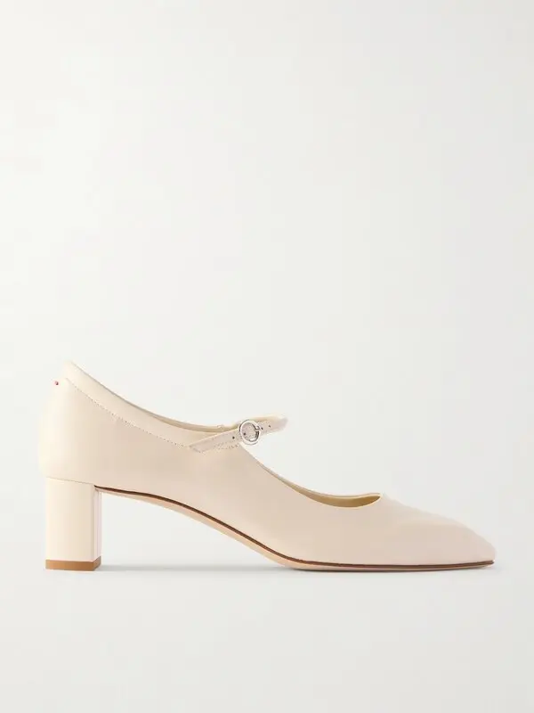 AeydĒ Lina Leather Mary Jane Pumps - Neutrals