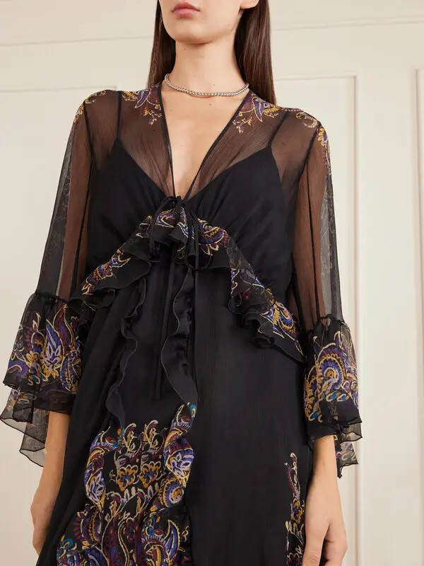 Etro Ruffled Paisley-print Silk-chiffon Gown