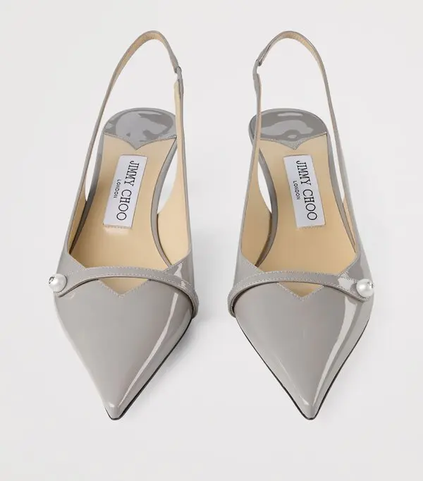 JIMMY CHOO Amita 45 Leather Slingback Pumps - Grey
