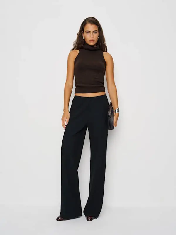 REFORMATION Marcy Cashmere Turtleneck Tank Top - Brown