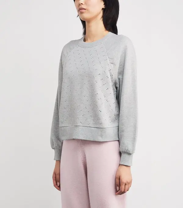Paige Cotton Tricia Sweatshirt With Rhinestone Embellishments - Grey