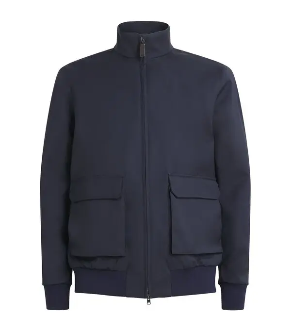 Herno Virgin Wool Bomber Jacket - Navy