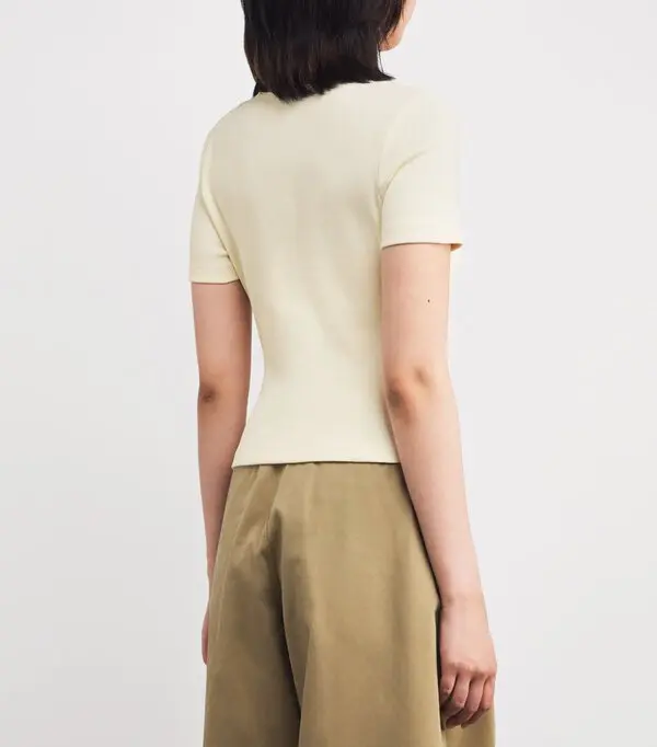 Sandro Stretch-cotton Ruched-detail T-shirt - Beige