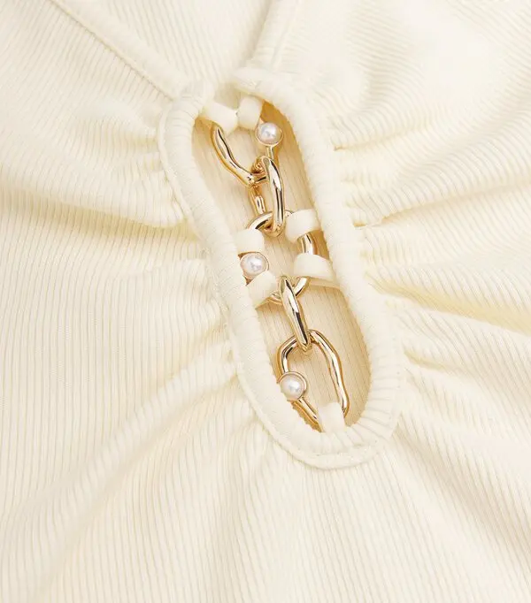 Sandro Stretch-cotton Ruched-detail T-shirt - Beige