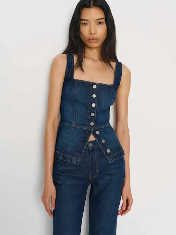 REFORMATION Tilly Stretch Denim Top