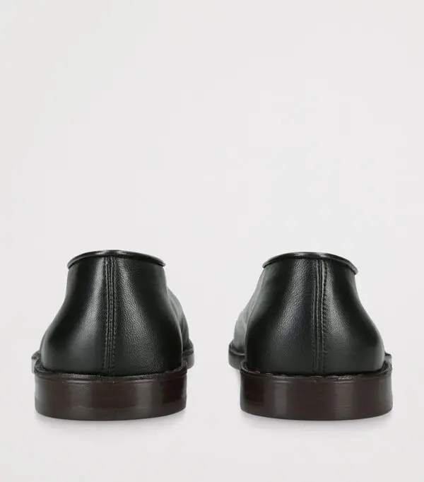 LEMAIRE Leather Piped Slippers - Black