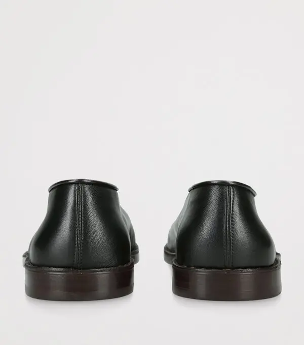 LEMAIRE Leather Piped Slippers - Black