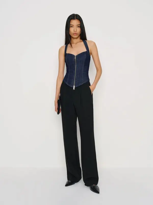 REFORMATION Kessie Denim Top - Blue