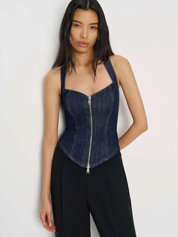 REFORMATION Kessie Denim Top