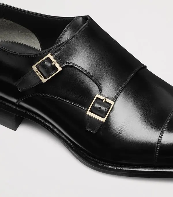 TOM FORD Burnished Leather Double Monk Shoes