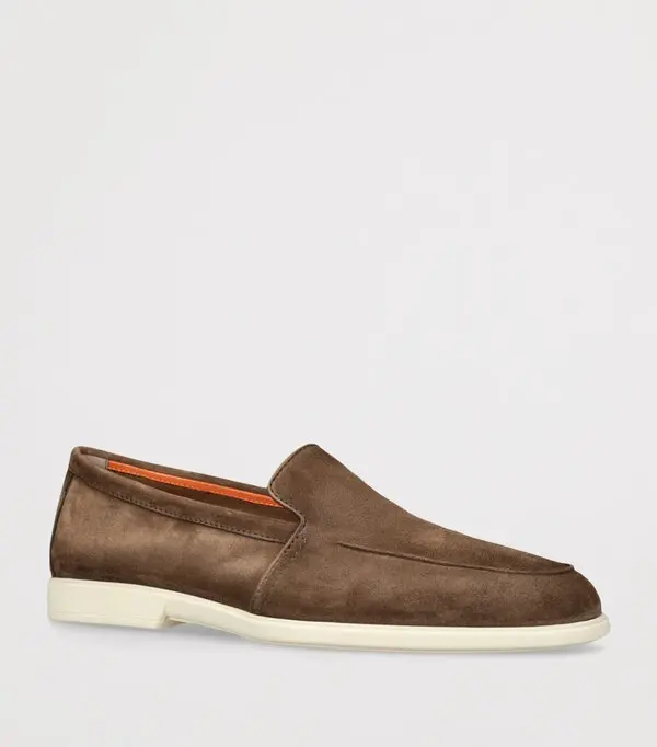 Santoni Suede Malibu Loafers - Brown