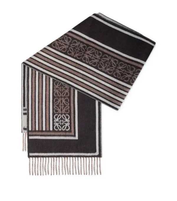 Loewe Wool-cashmere Anagram Scarf - Brown