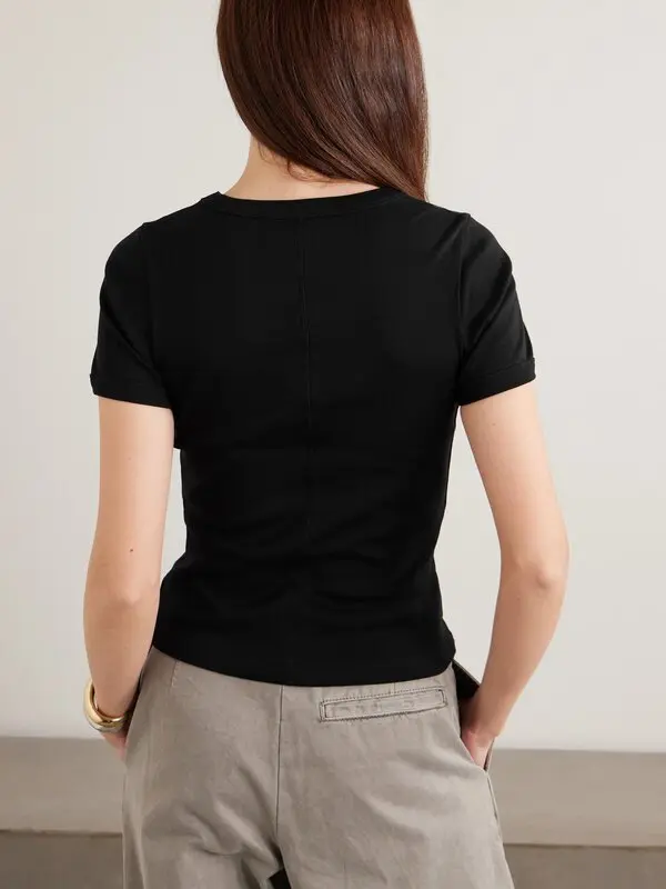 FLORE FLORE Car Ribbed Organic Cotton-jersey T-shirt - Black