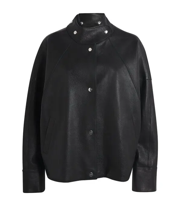 AERON Salem Oversized Leather Moto Jacket
