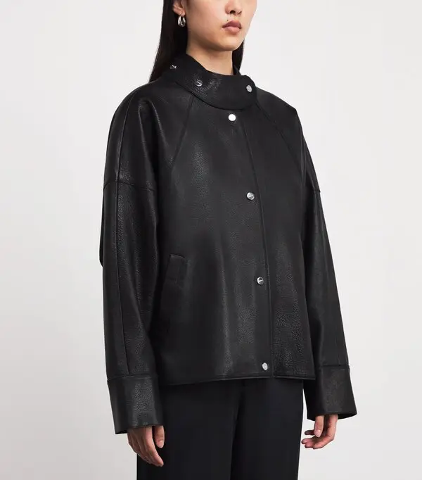 AERON Salem Oversized Leather Moto Jacket