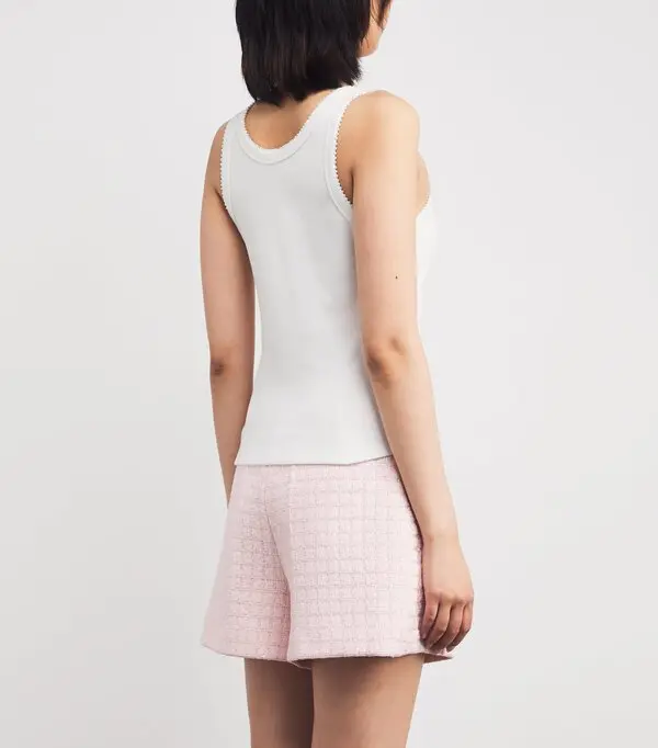 Sandro Stretch-cotton Beaded Tank Top - Beige