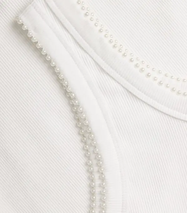 Sandro Stretch-cotton Beaded Tank Top - Beige