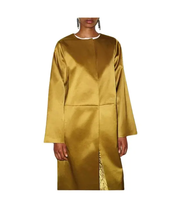 REFORMATION Stella Satin Coat - Yellow