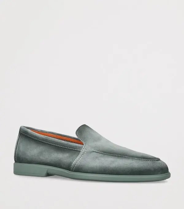 Santoni Suede Malibu Loafers - Blue