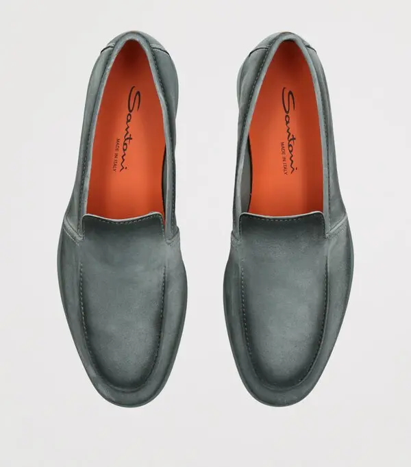 Santoni Suede Malibu Loafers - Blue