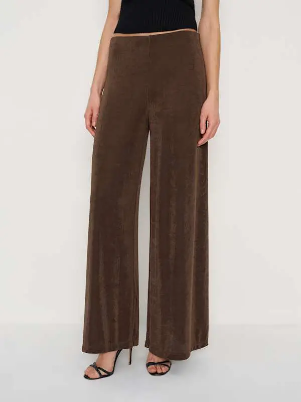 REFORMATION Kessie Knit Wide Leg Pant - Brown