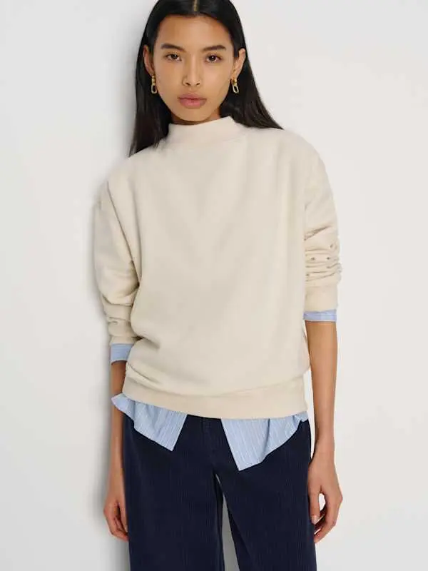 REFORMATION Jade Mock Neck Sweatshirt - Ivory
