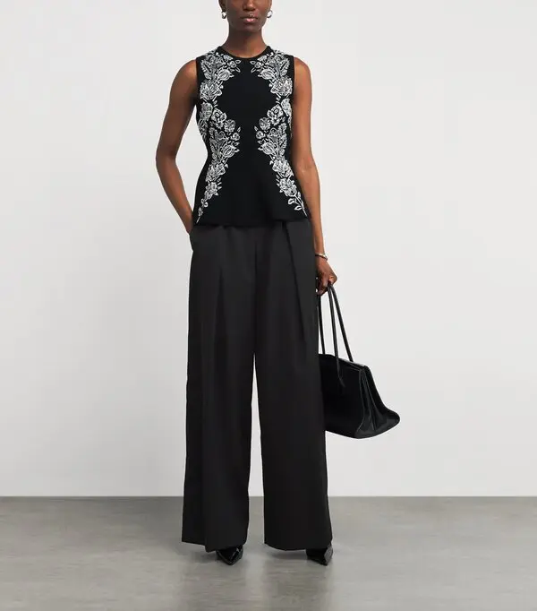 Claudie Pierlot Pleated Wide-leg Trousers - Black