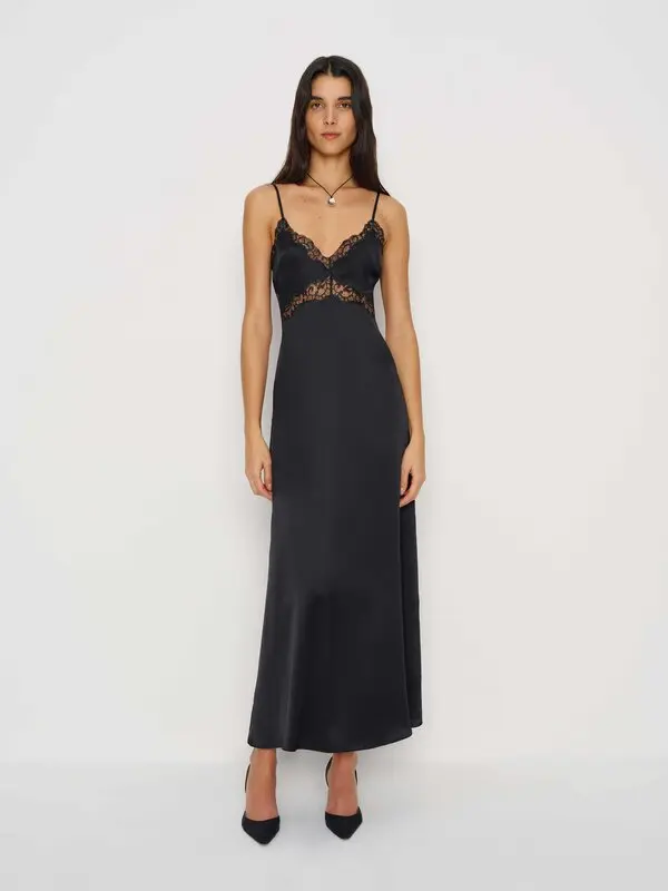 REFORMATION Ericka Silk Dress - Black
