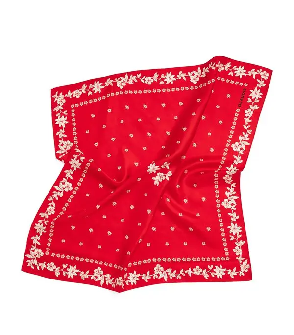 Claudie Pierlot Silk Printed Square Scarf - Red