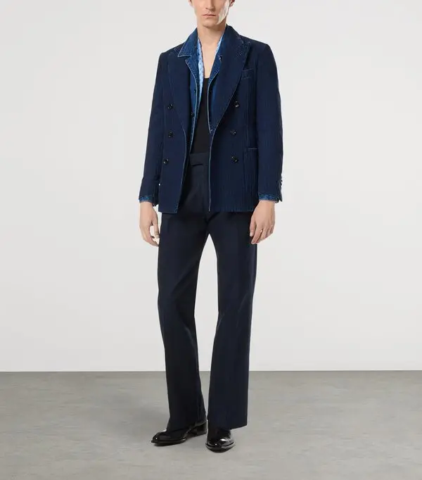 TOM FORD Cotton Tailored Trousers - Navy