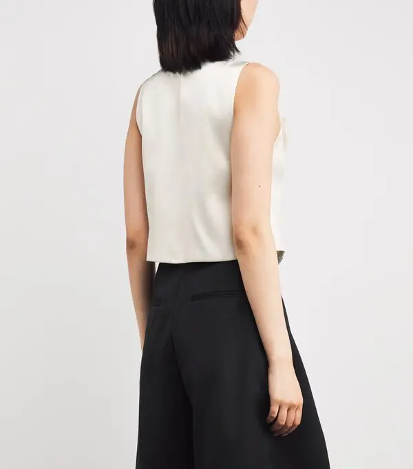 Sandro Satin Bow Crop Top - Beige